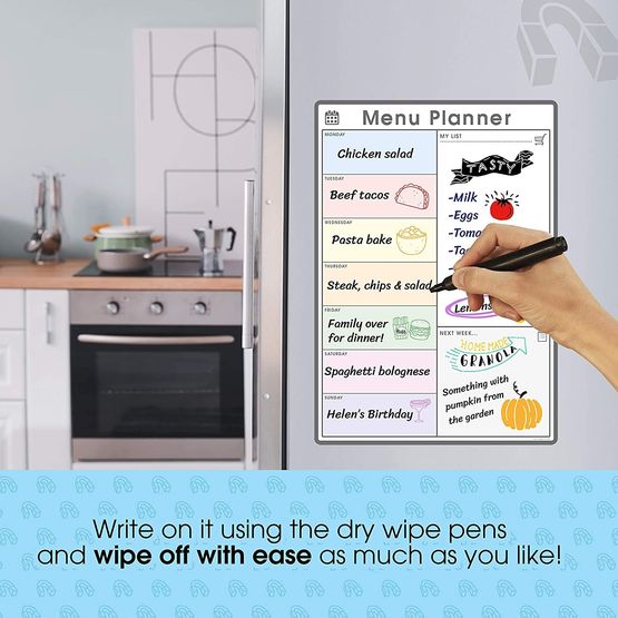 Magnetic Weekly Meal Planner & Menu Whiteboard With Pens from £8.95