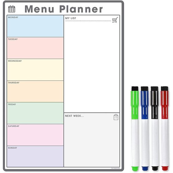 Magnetic Weekly Meal Planner & Menu Whiteboard With Pens from £8.95