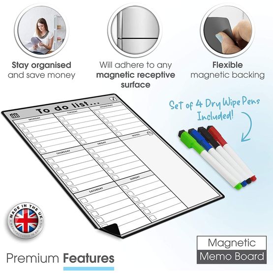 Magnetic Weekly Whiteboard To Do List & Planner from £8.95
