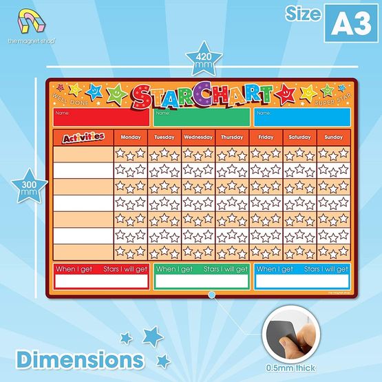 Magnetic Weekly Reward & Star Chart For Children - A3 from £11.95